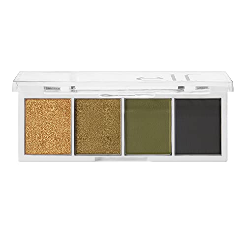 e.l.f. Bite-Size Eyeshadow, Ultra-Pigmented Eye Makeup Quad, 4 Matte & Shimmer Shades, Creamy & Blendable Powder, Hot JalapeƱo, 0.12 Oz