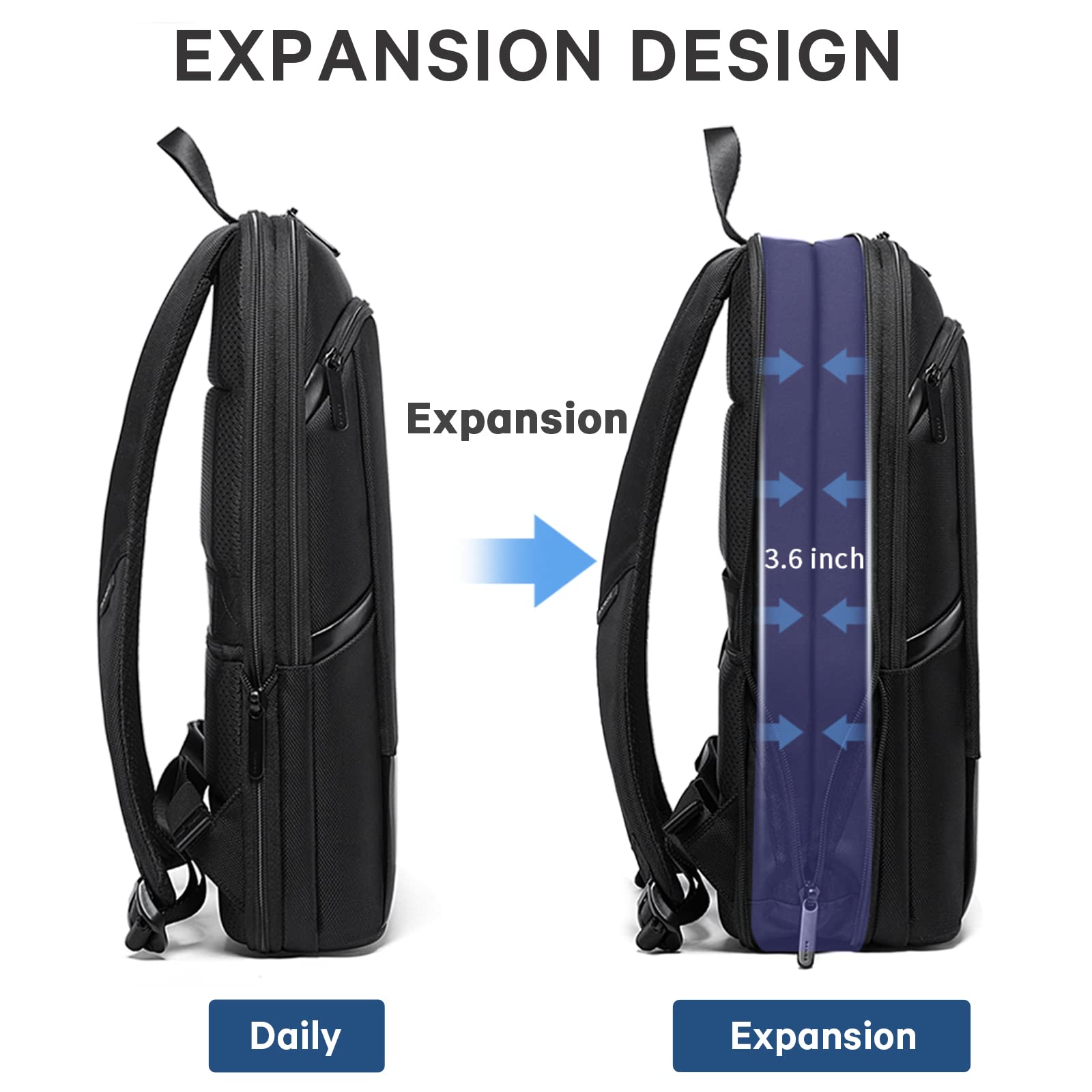 BANGE Slim Laptop Backpacks 17.3inch,Expandable Business Work Backpack for Men and Women (Large)…