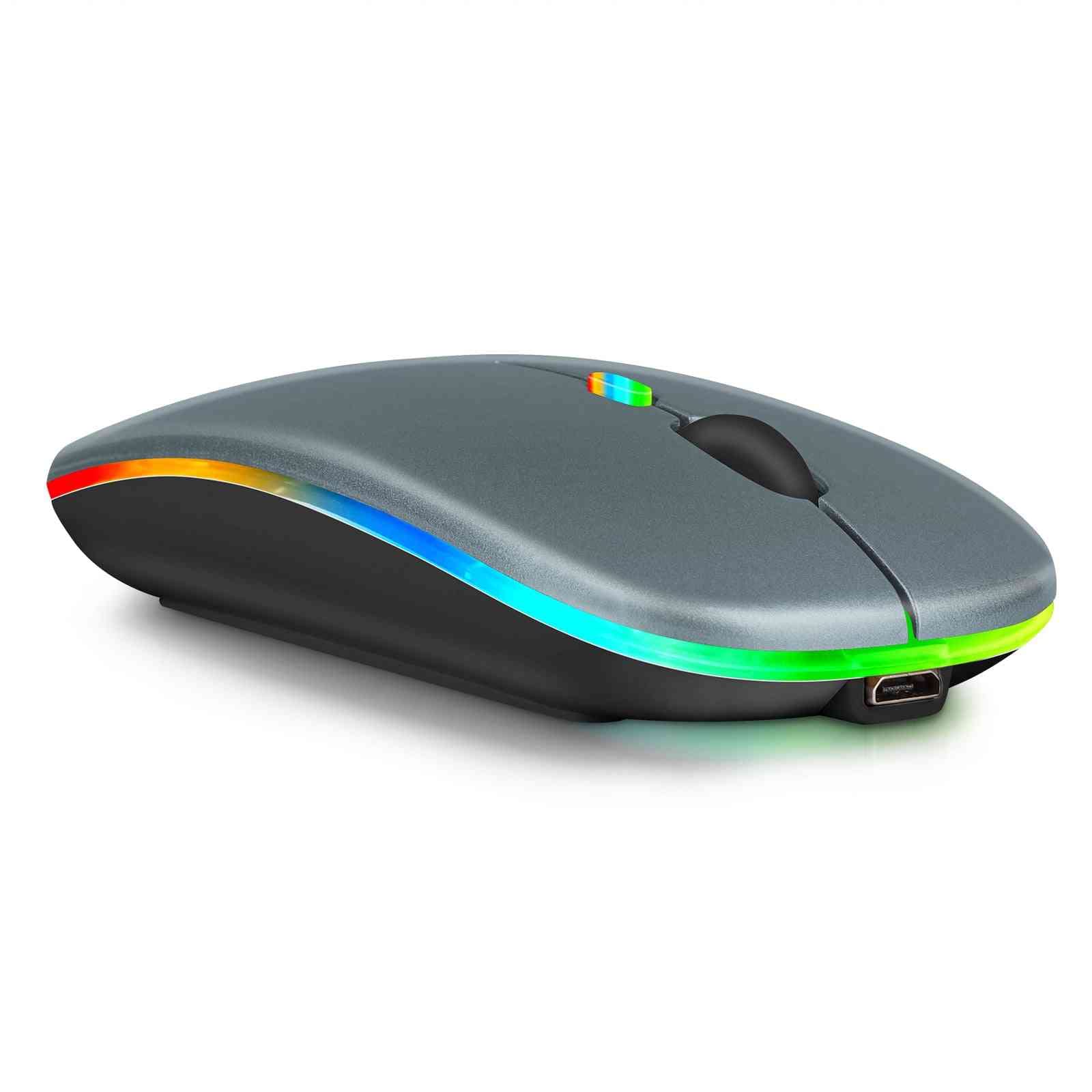 UrbanX 2.4GHz & Bluetooth Mouse, Rechargeable Wireless Mouse for Samsung Galaxy Tab A8 10.5 (2021) Bluetooth Wireless Mouse for Laptop/PC/Mac/Computer/Tablet/Android RGB LED Titanium