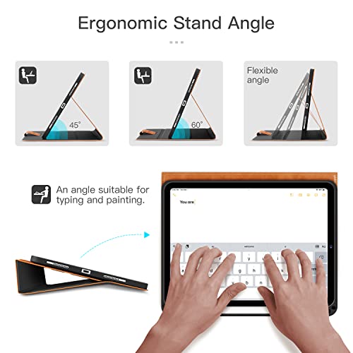 BloxFlag Case for iPad Pro 12.9 6th/5th/4th/3rd Generation with Card Pocket/Pencil Holder/Typing Angle Auto Sleep/Wake iPad Pro 12.9 2022/2021/2020/2018 Vegan Leather Cover (Brown)