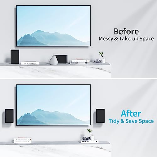 Universal Speaker Wall Mount Brackets for Samsung Sony Vizio Bose Klipsch and More Speakers with Speaker Wire - Wall Speaker Mount for Satellite & Surround Sound Speakers with Keyhole and Thread Hole