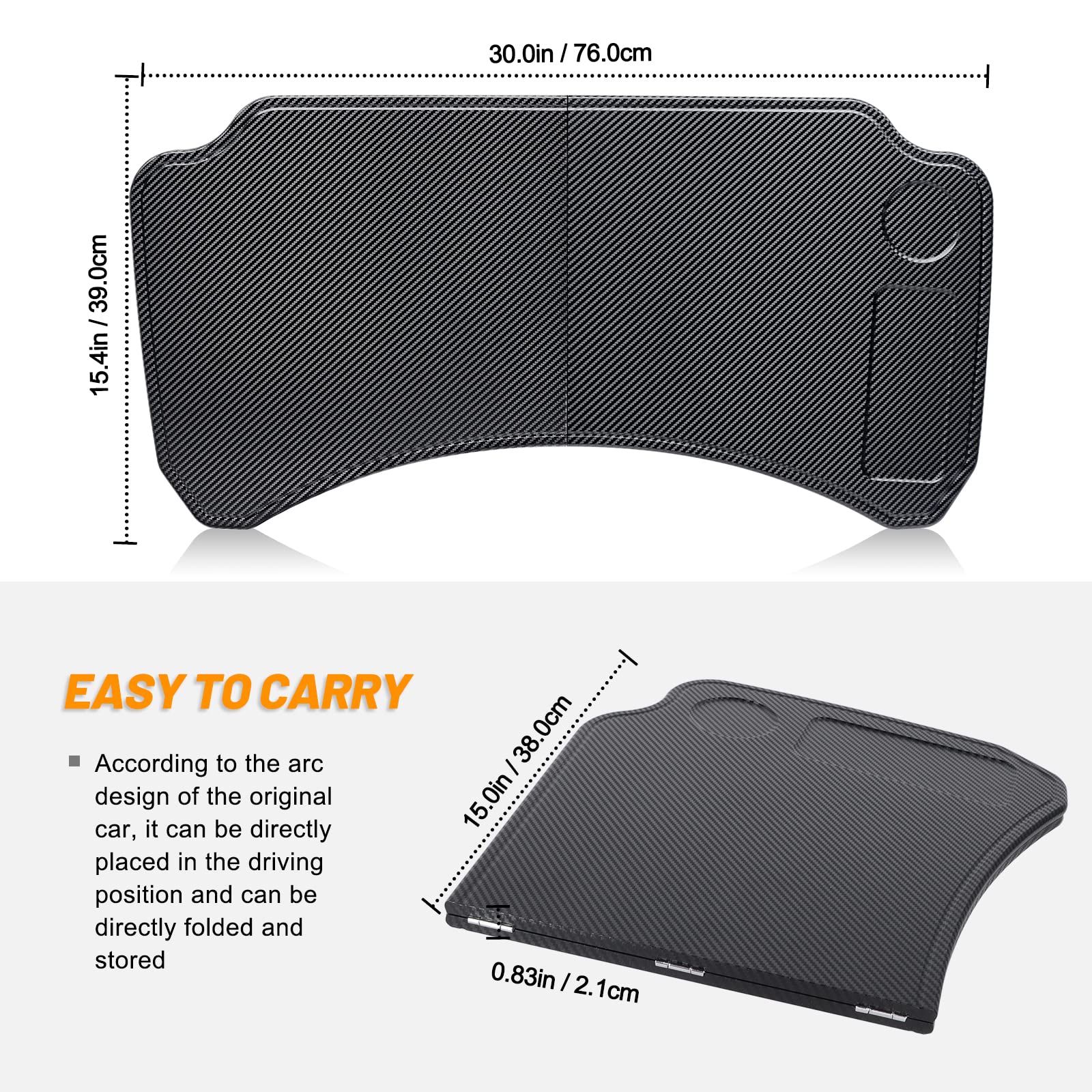 FURYENGRAVER Big Space Desk for Tesla Model Y Model 3 Tray for Eating Laptop iPad or Notebook Tesla Model Y Model 3 Accessories Carbon Fiber Texture