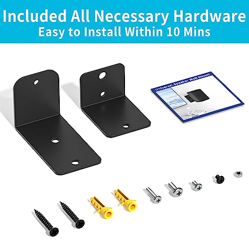 Universal Speaker Wall Mount Brackets for Samsung Sony Vizio Bose Klipsch and More Speakers with Speaker Wire - Wall Speaker Mount for Satellite & Surround Sound Speakers with Keyhole and Thread Hole