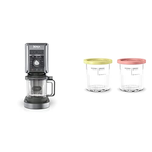 Ninja NC501 CREAMi Deluxe 11-in-1 Ice Cream & Frozen Treat Maker for Ice Cream, Sorbet & Ninja XSKPNTLD2 Pints 2 Pack, Compatible with NC500 Series Creami