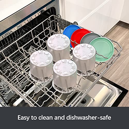 Omnikit Containers Replacement for Ninja Creami Pints and Lids - 4 Pack, 16oz Cups Compatible with NC301 NC300 NC299AMZ Series Ice Cream Maker - Dishwasher Safe, Leak Proof Lids Red/Mint/Grey/Blue