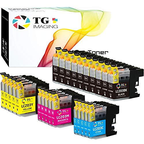 TG Imaging (25-Pack) Compatible LC203 LC203 Ink Cartridge Replacement for Brother MFC-J4420DW MFC-J4620DW MFC-J5520DW MFC-J485DW Inkjet Printer (10B+5C+5Y+5M)