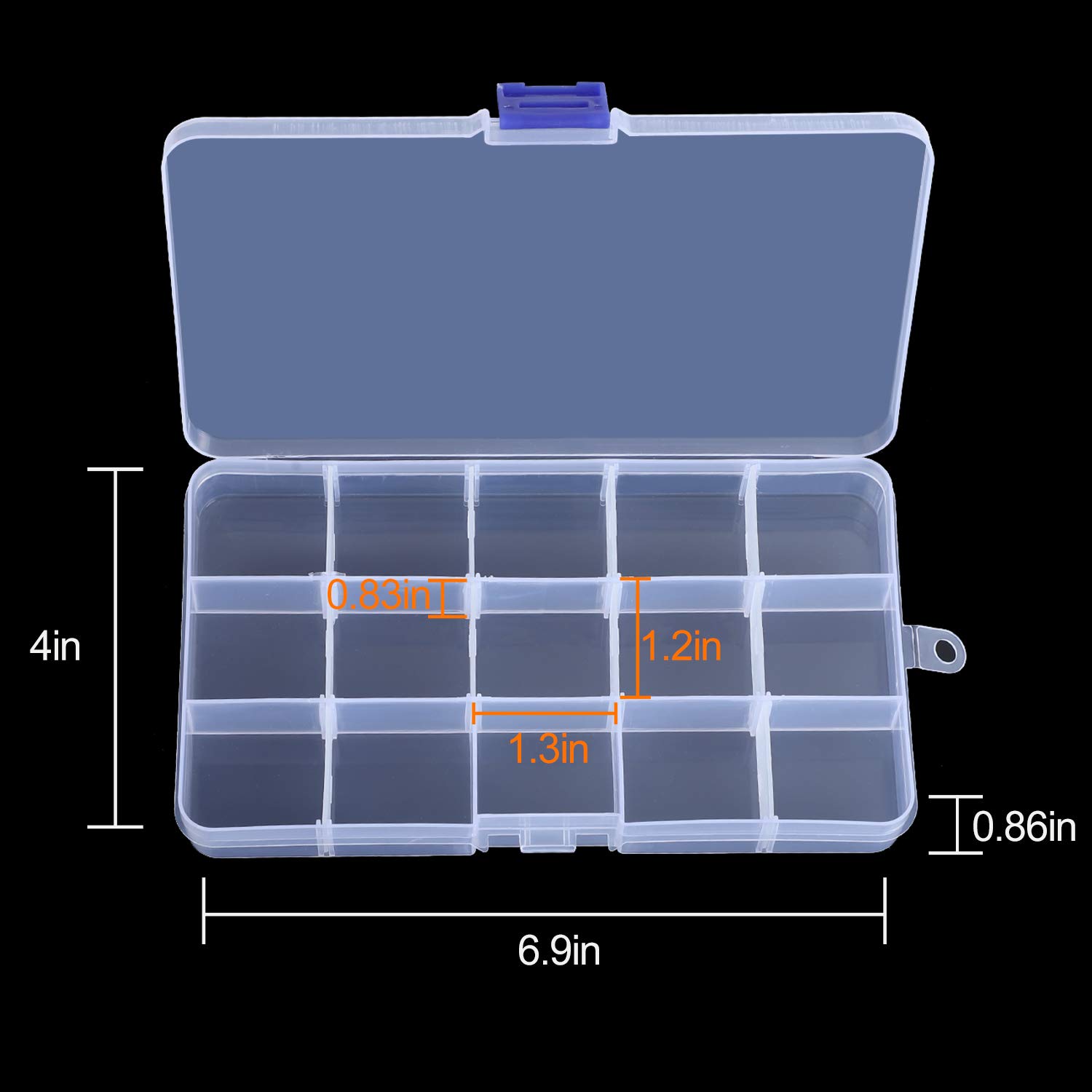 KINJOEK 10 Packs 15 Grids Bead Organizer Containers Storage Plastic Jewelry Box Adjustable Dividers Earring Storage Containers Diamond Painting Storage Case for Cross Stitch Accessories, Nails, Sewing