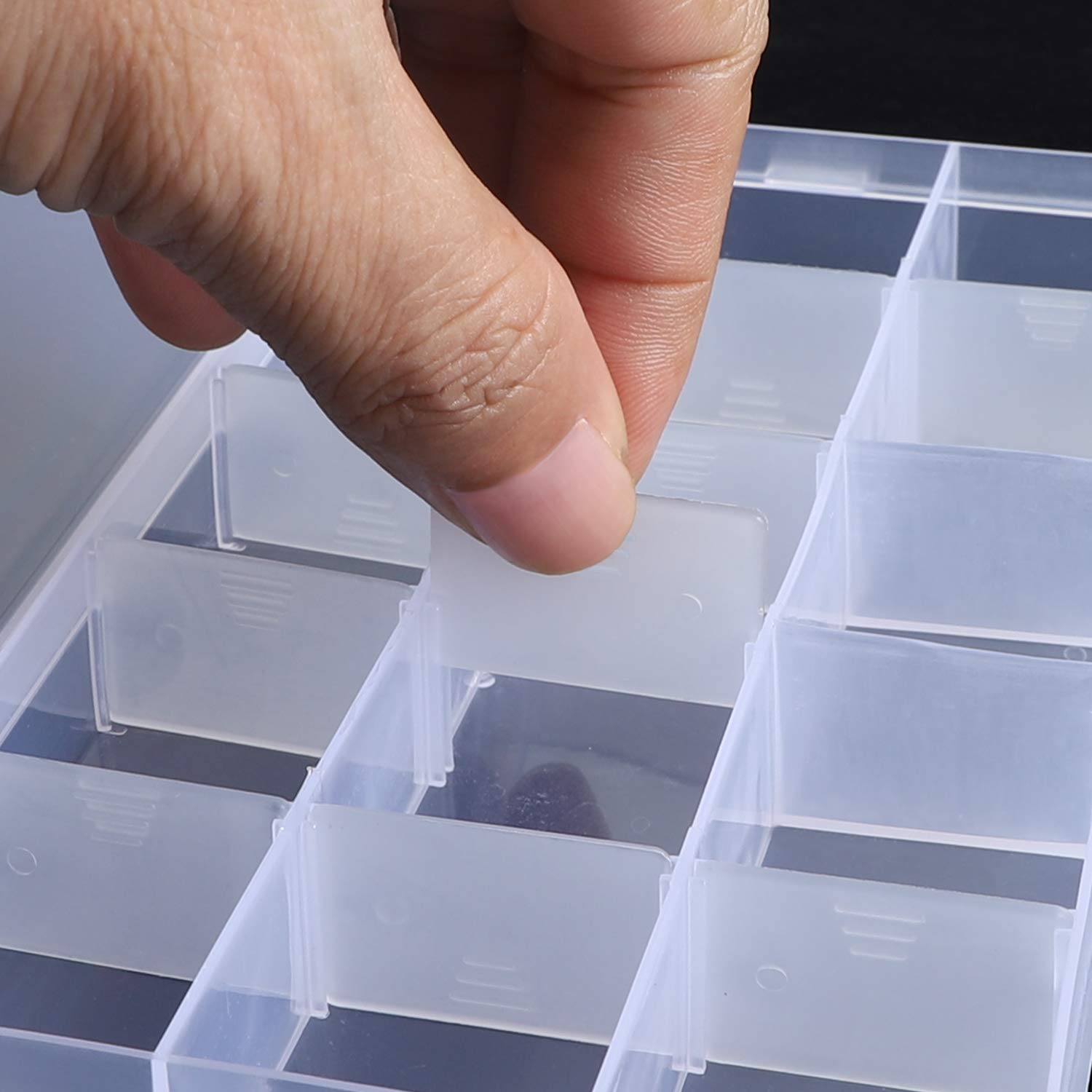 KINJOEK 10 Packs 15 Grids Bead Organizer Containers Storage Plastic Jewelry Box Adjustable Dividers Earring Storage Containers Diamond Painting Storage Case for Cross Stitch Accessories, Nails, Sewing