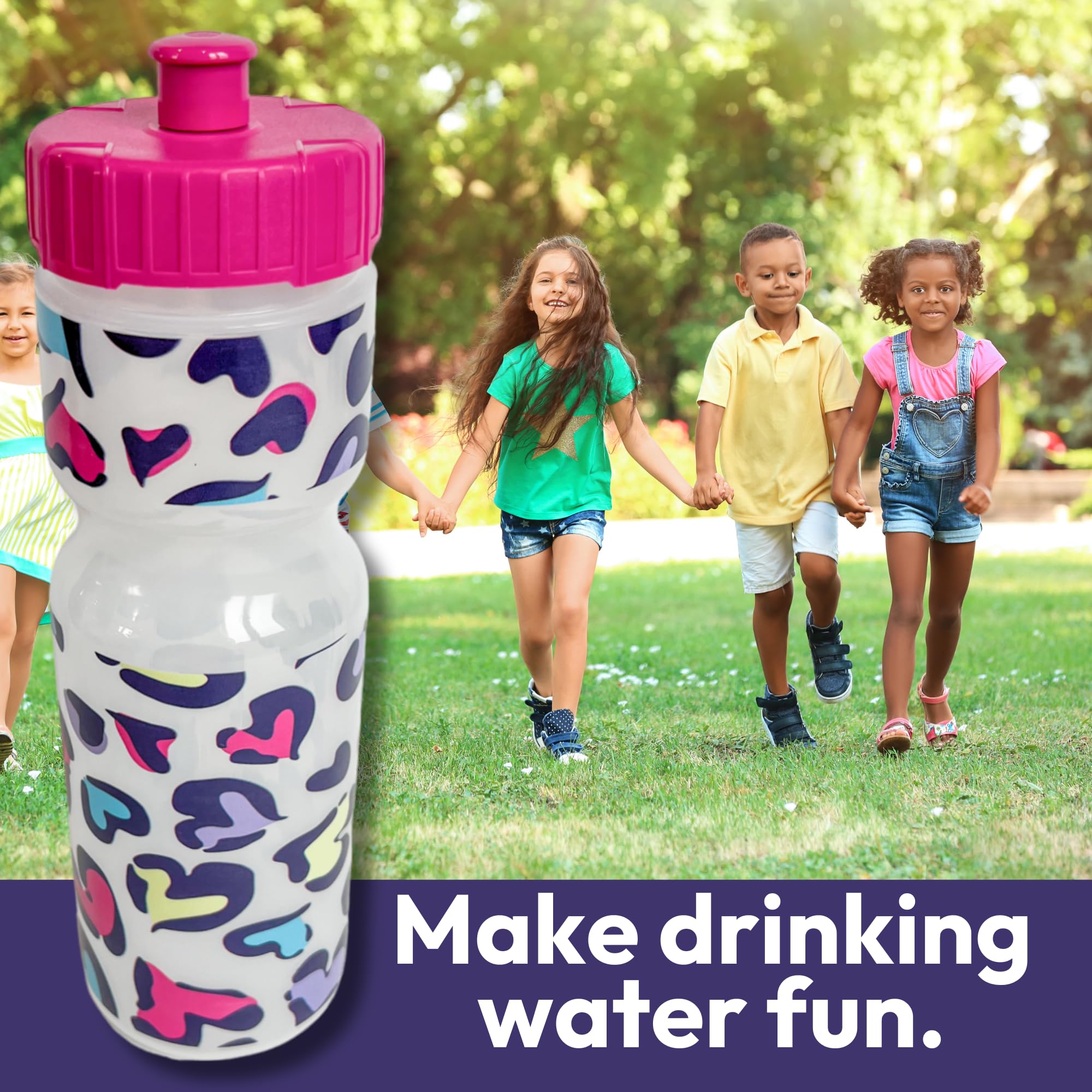 50 Strong 22oz Kids Sports Squeeze Water Bottle for Girls – BPA-Free with Pull Top Cap – Durable & Reusable for School, Sports & Everyday Use – Made in USA