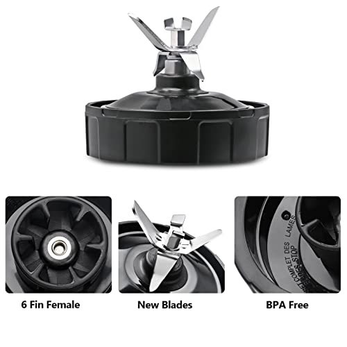 Ninja Blender Replacement Parts β Premium Ninja Blender Blade 6 Fin β Heavy Duty Stainless Steel and Food-Grade Plastic for Smoothie Cup β Leakproof Sealing Ring