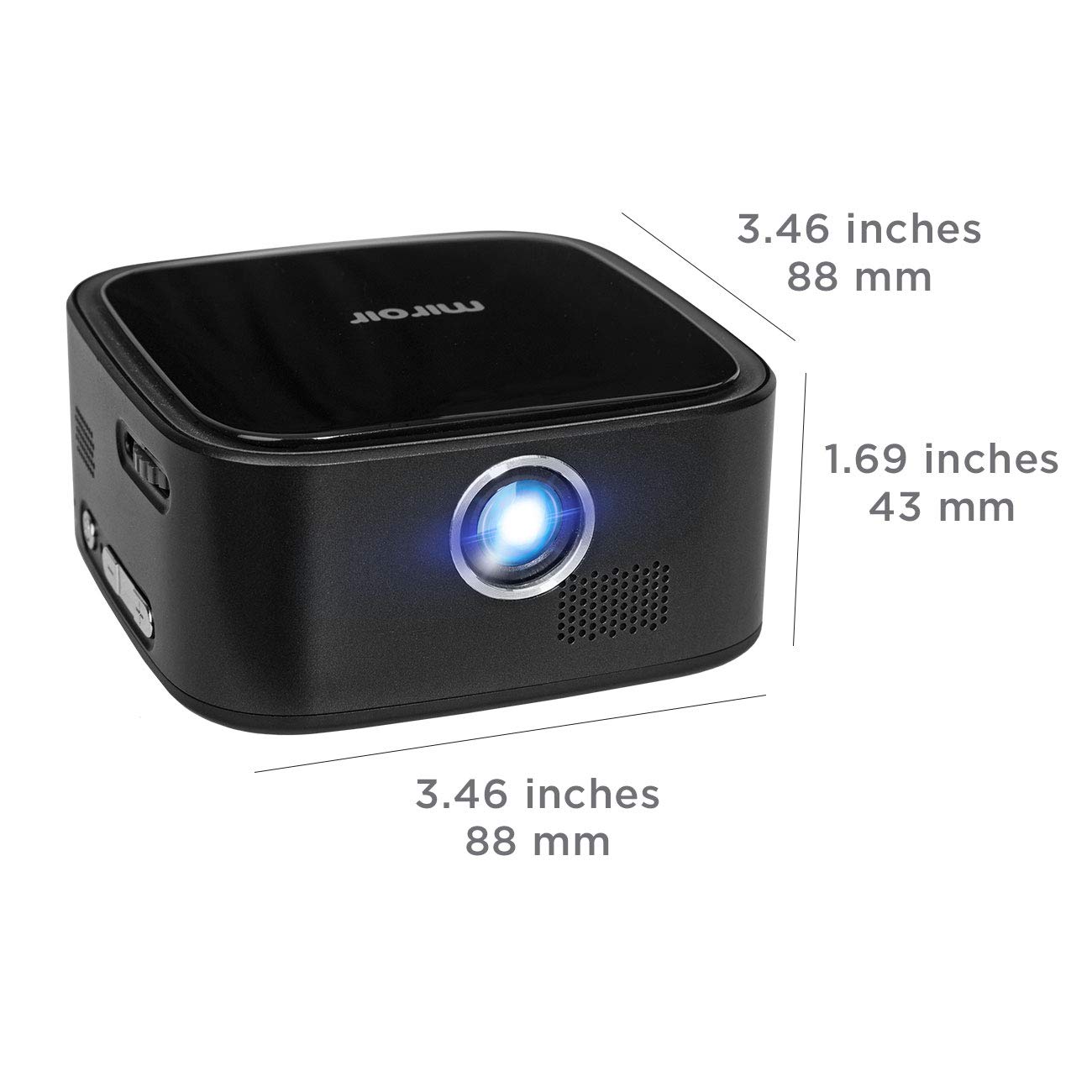 Miroir M29 Portable Projector, Black, 50 Inch Picture, 1080P Supported, Home / Outdoor Entertainment, Rechargeable Battery, Compatible With TV Stick / Laptop / Phone / Game Console