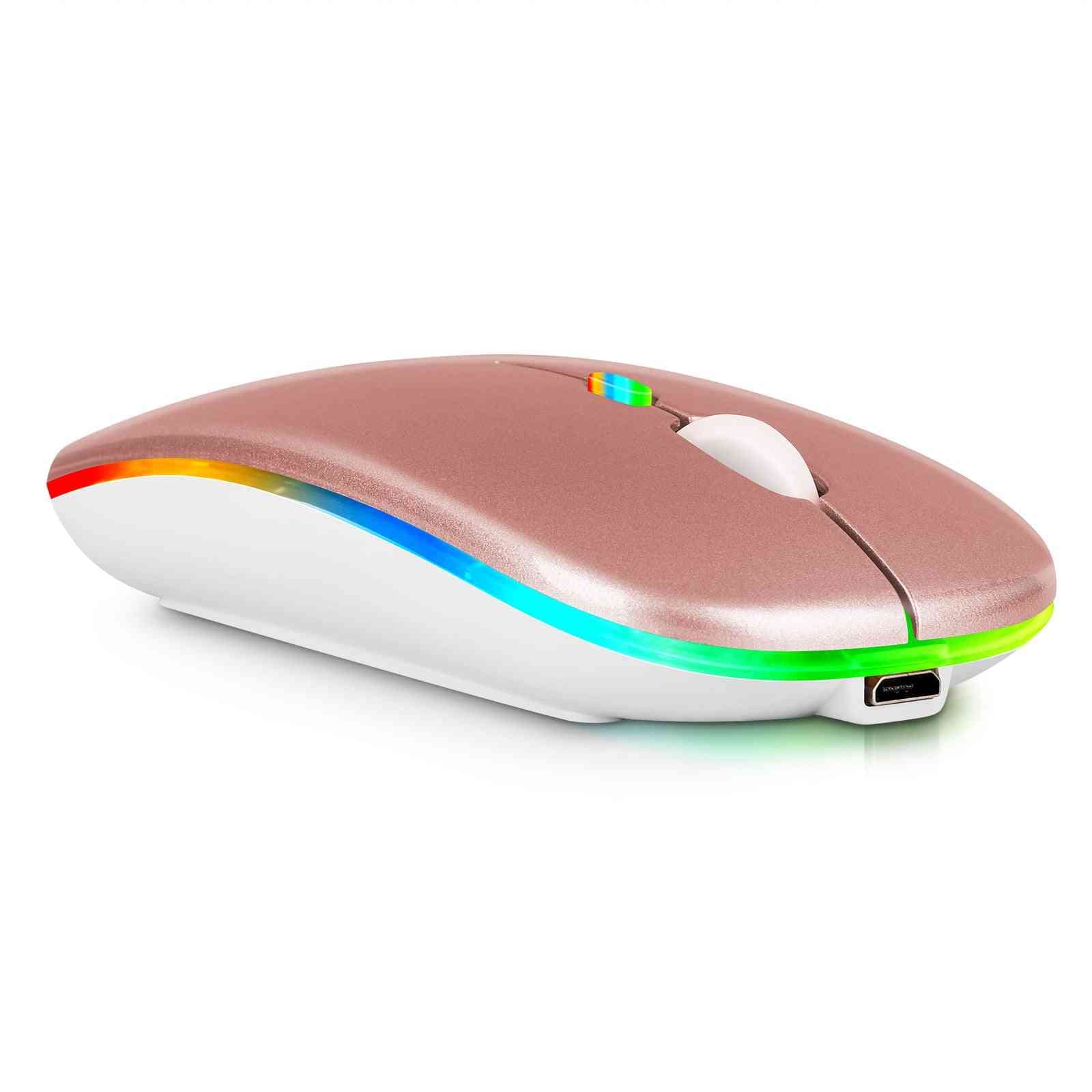 UrbanX Bluetooth Rechargeable Mouse for ASUS TUF Gaming Laptop Bluetooth Wireless Mouse Designed for Laptop/PC/Mac/iPad pro/Computer/Tablet/RGB LED Rose Gold