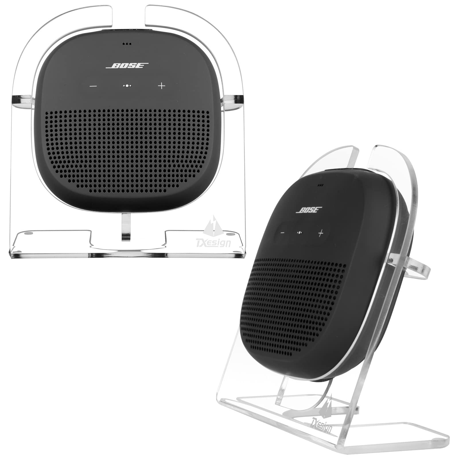 TXEsign Desktop Stand for Bose SoundLink Micro Portable Speaker, Acrylic Speaker Stand Holder Shop Display Stand Table Stand Holder Anti-Slip Base Stand (Transparent)