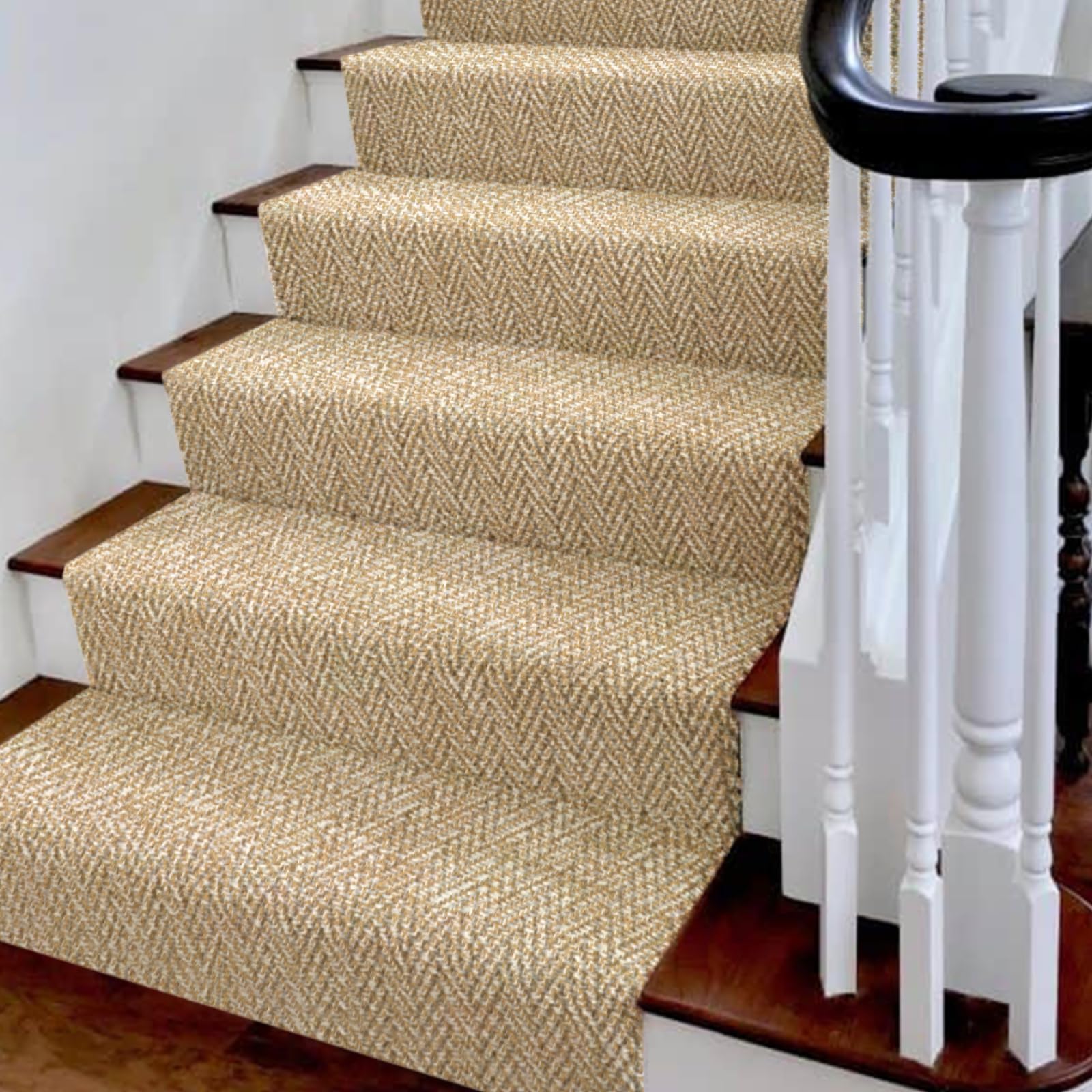 LEEVAN Hallway Runner Rug 2.6' x 8', Tan/Cream Braided Kitchen Runner Rug, Washable Woven Reverisible Bathroom Runner, Farmhouse Entryway Rug, Low-Profile Floor Carpet for Doorway/Laundry Room/Bedroom