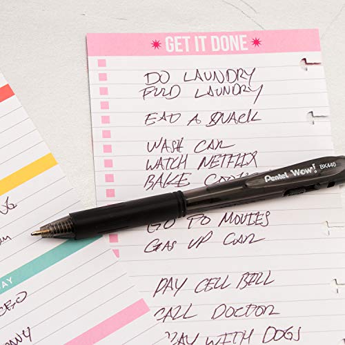 Pentel WOW! Retractable Ballpoint Pens, Medium Line, Black Ink, 18-Pack (BK440BP18A)