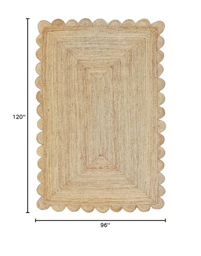 Gautam International Scalloped Natural Jute Area Rug, Natural Color (8'X10')