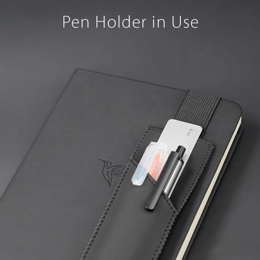 Adjustable Elastic Band Pen Holder, Pencil Holder, Pen Sleeve Pouch for Hardcover Journals, Notebooks, Planners, Fits Notebooks from 8" to 11” in Height, Hold 2 or 3 Pens, PU Leather, Detachable.