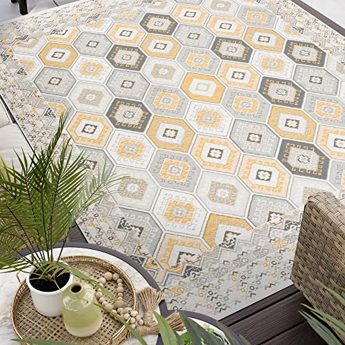 Double Sided, Water Resistant Indoor Outdoor Rug 8x10 | Outdoor Rugs for Patio, Deck, Porch, Entryway | Fade Resistant Outside Area Rug | 7'11'' x 10'3'' Cream | Floral, Tropical or Geometric