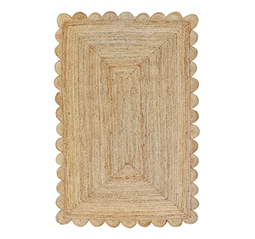 Gautam International Scalloped Natural Jute Area Rug, Natural Color (8'X10')