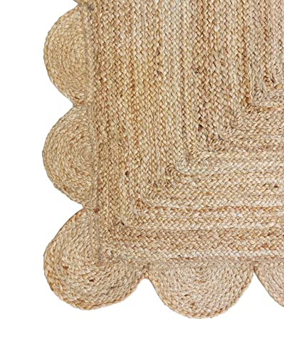 Gautam International Scalloped Natural Jute Area Rug, Natural Color (8'X10')