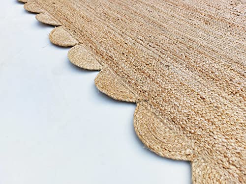 Gautam International Scalloped Natural Jute Area Rug, Natural Color (8'X10')