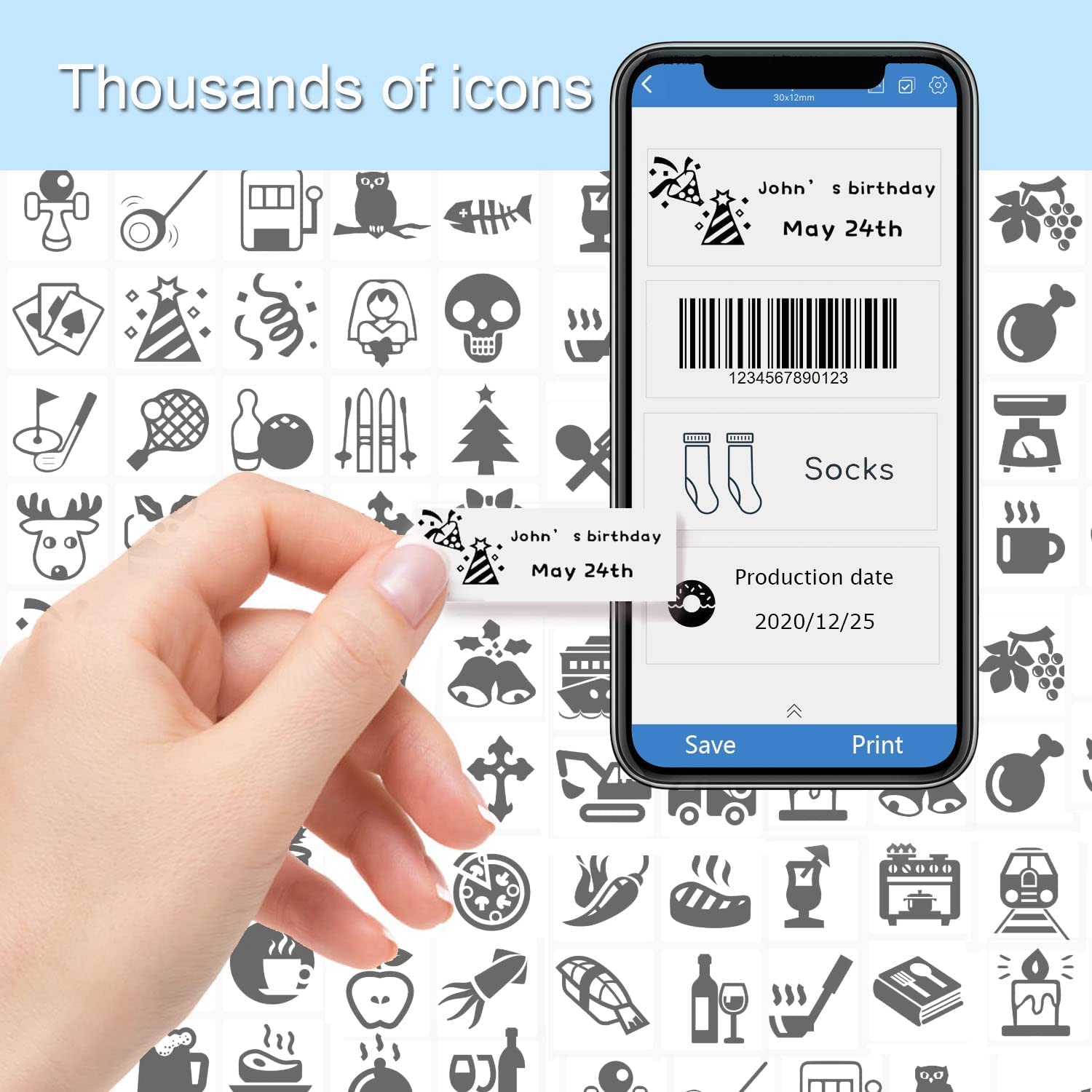 IGERESS Label Maker Machine Bluetooth Tape Label Mini Printer for iOS and Android to Use for Clothing, Cosmetic, Barcode and More USB Rechargeable