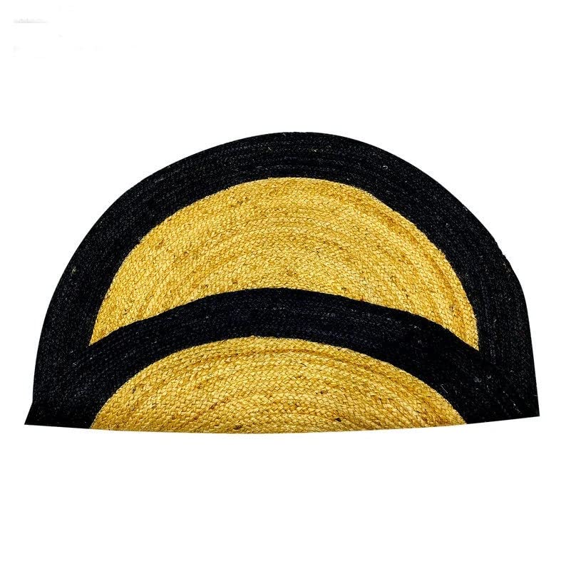 4' 5' 6' 7' 8' 9' 10' Round Jute Beige Black Border Hand Braided Jute Rug Area Rug Round Handmade, Natural Jute Boho Rug (11x11 Ft Jute Round Rug)