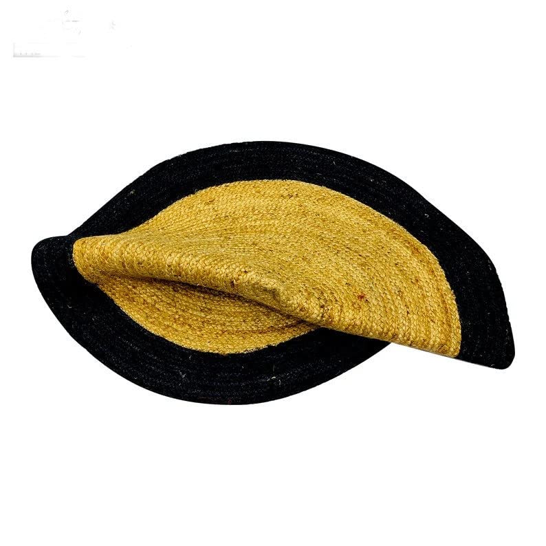 4' 5' 6' 7' 8' 9' 10' Round Jute Beige Black Border Hand Braided Jute Rug Area Rug Round Handmade, Natural Jute Boho Rug (11x11 Ft Jute Round Rug)