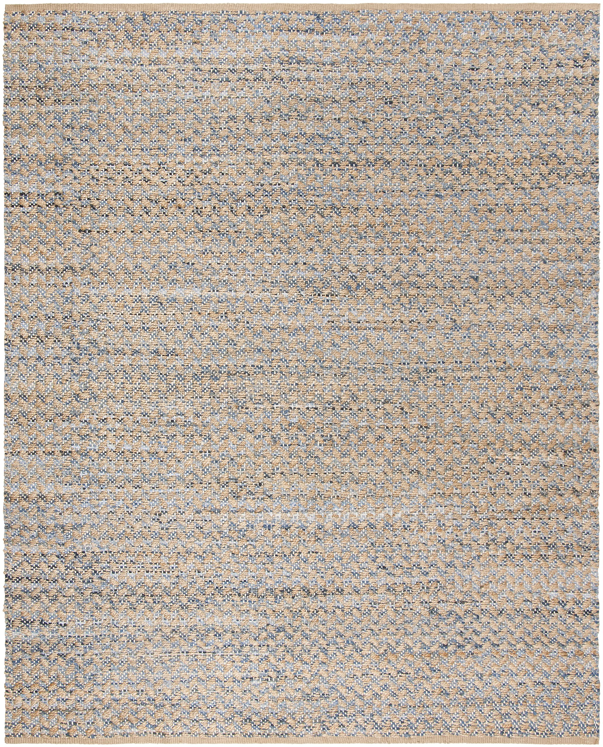 SAFAVIEH Cape Cod Collection Area Rug - 8' x 10', Blue & Natural, Handmade Boho Braided Jute, Ideal for High Traffic Areas in Living Room, Bedroom (CAP305M)