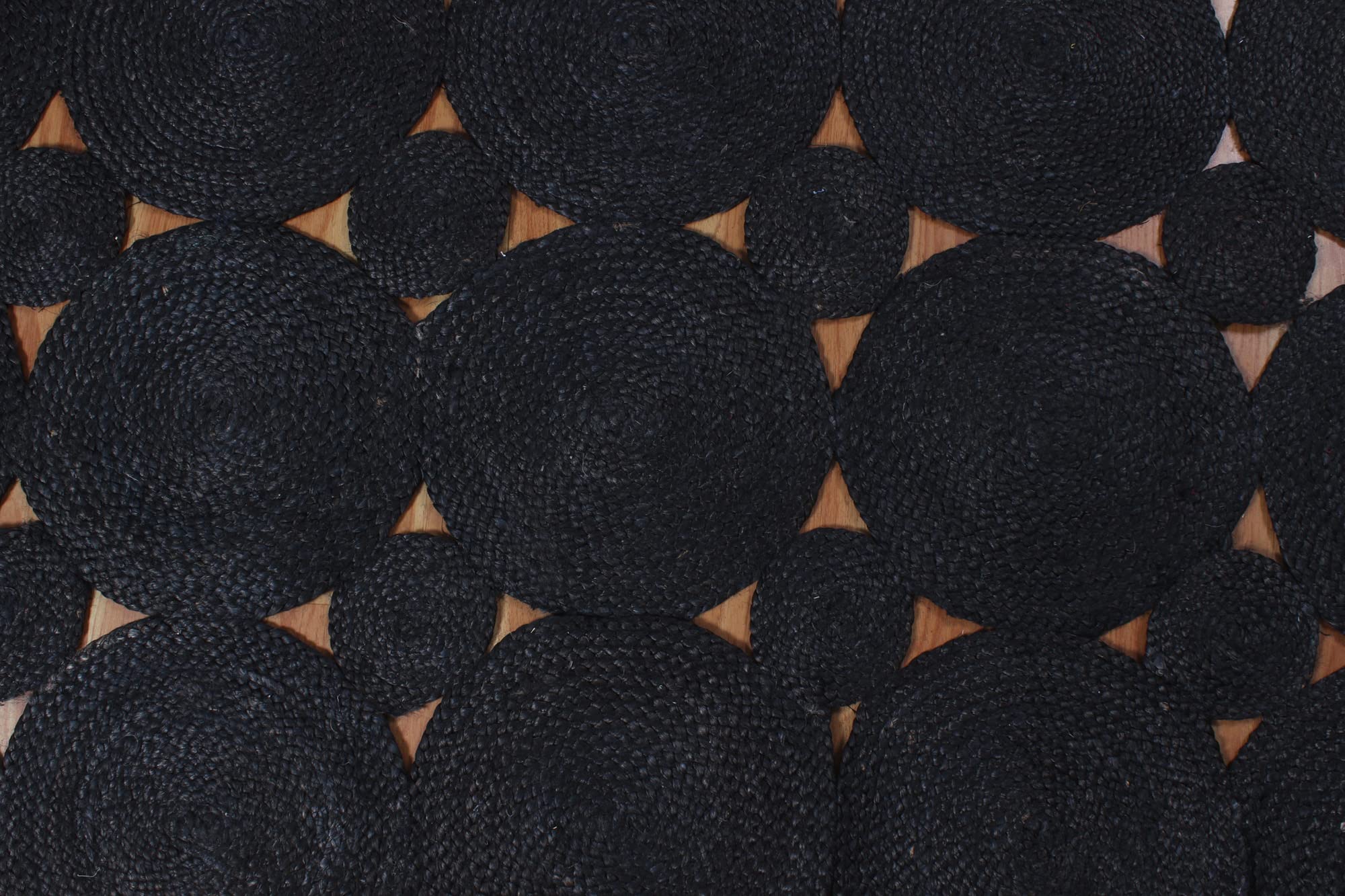 Braided Scalloped Area Rug, Natural Jute Kilim Rugs - 10x8 Ft Medium Flatweave Woven Carpet Dhurrie for Indoor Use Like Living Room Kitchen Entryway Dining Room Bedroom (Black)