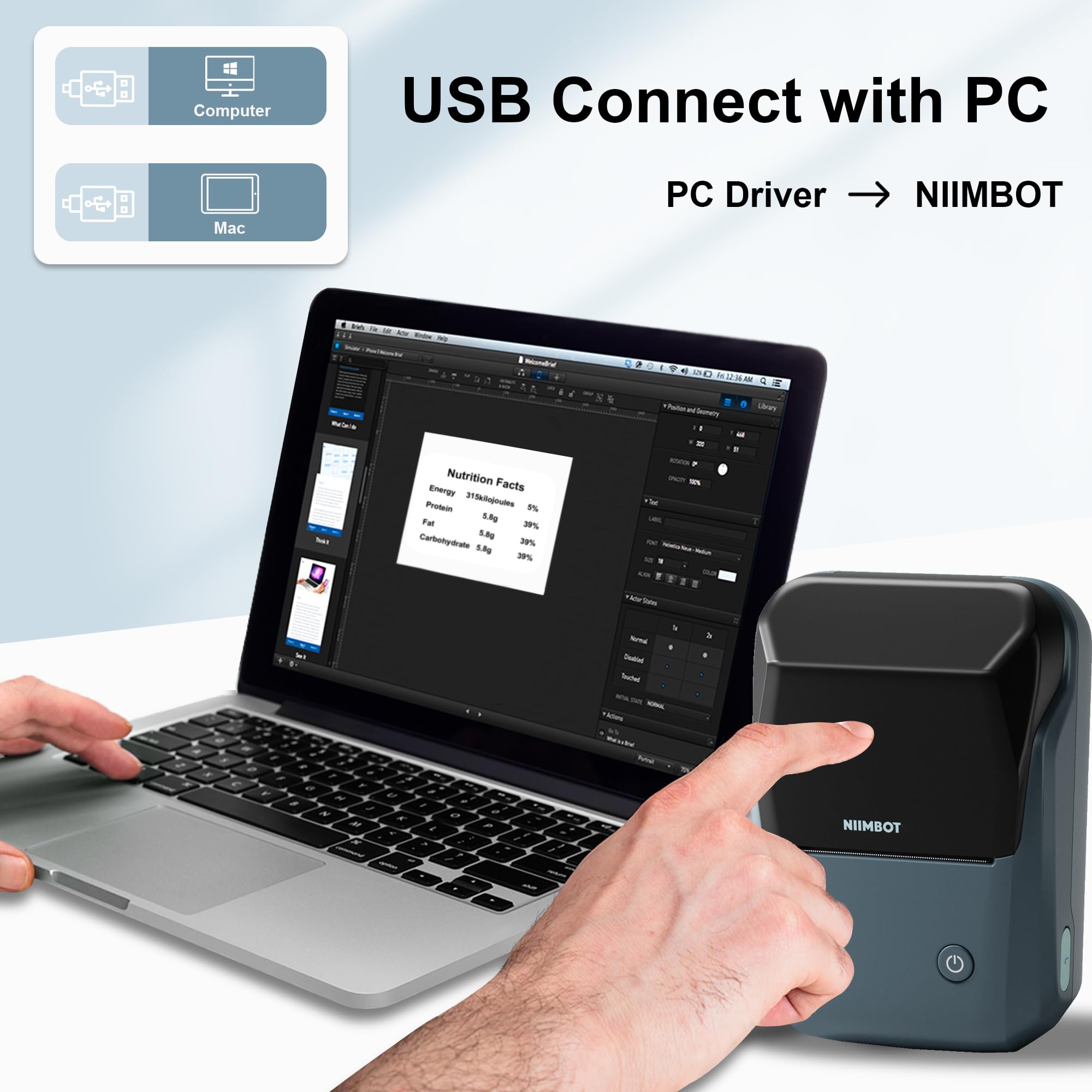 Label Makers - B1 Thermal Label Printer, 2 Inch Portable Bluetooth Label Maker with Tape Easy to Use for Office, Home, Barcode, Business, Clothing, Address, Mailing, Compatible with iOS & Android