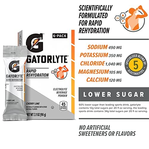 Gatorlyte Powder, Cherry Lime, Makes 20 Fl Oz (Pack of 48)