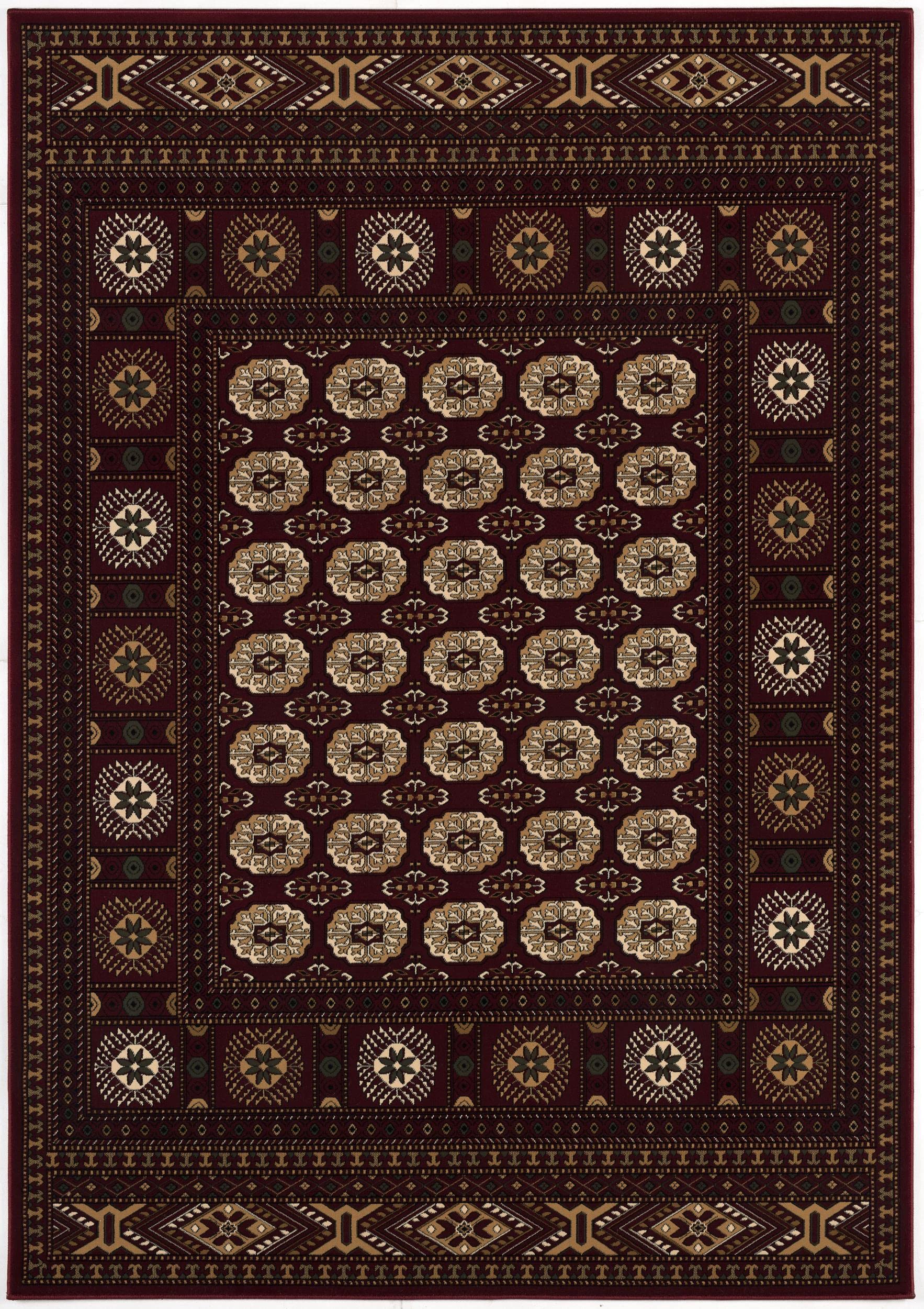 RUG BRANCH Majestic Afghan Persian Chobi Red Beige Indoor Area Rug for Living Room, Bedroom, Dining Room, and Kitchen - 8' x 11' (Exact Size: 7'9" X 10'8")