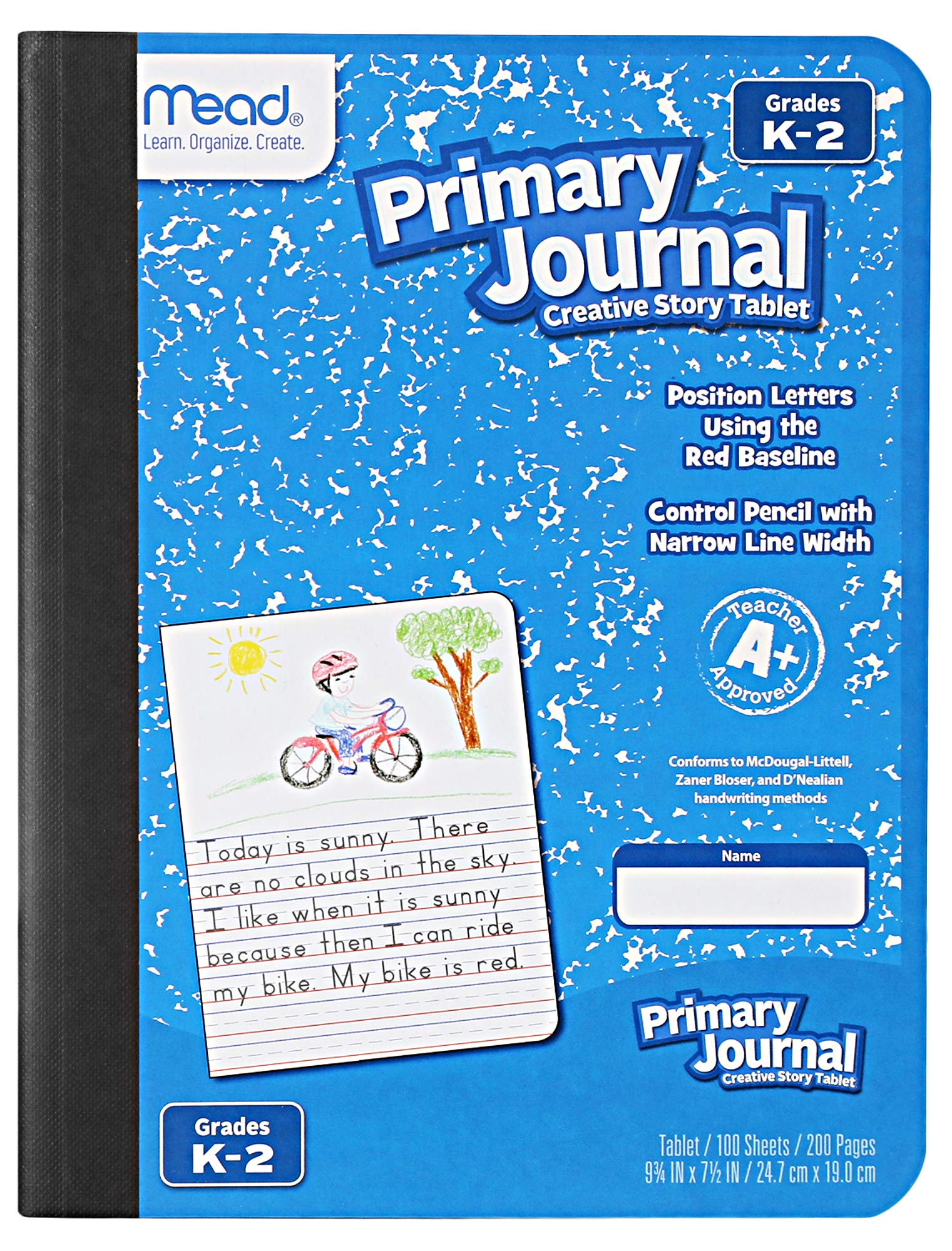 Mead Primary Journal Kindergarten Writing Tablet 2 Pack of BLUE Primary Composition Notebook for Grades K- 2, 100 Sheets (200 Pages) Creative Story Notebooks for Kids, 9 3/4 in by 7 1/2 in.