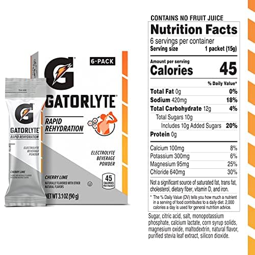 Gatorlyte Powder, Cherry Lime, Makes 20 Fl Oz (Pack of 48)
