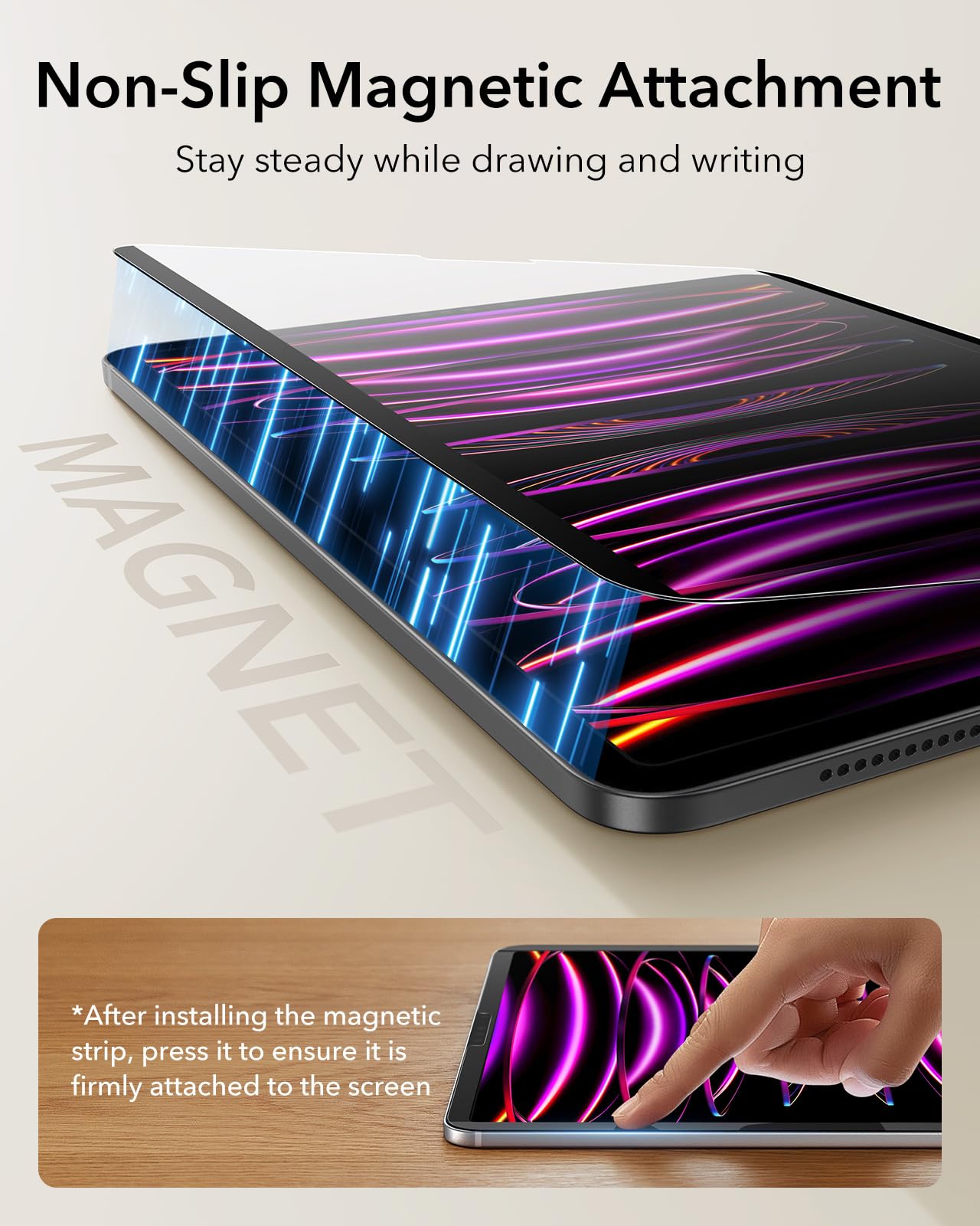 ESR for iPad Pro 12.9 Inch Paper-Feel Magnetic Screen Protector 6th/5th/4th/3rd Generation (2022/2021/2020/2018), Write and Draw Like on Paper, Detachable and Reusable, Matte Finish