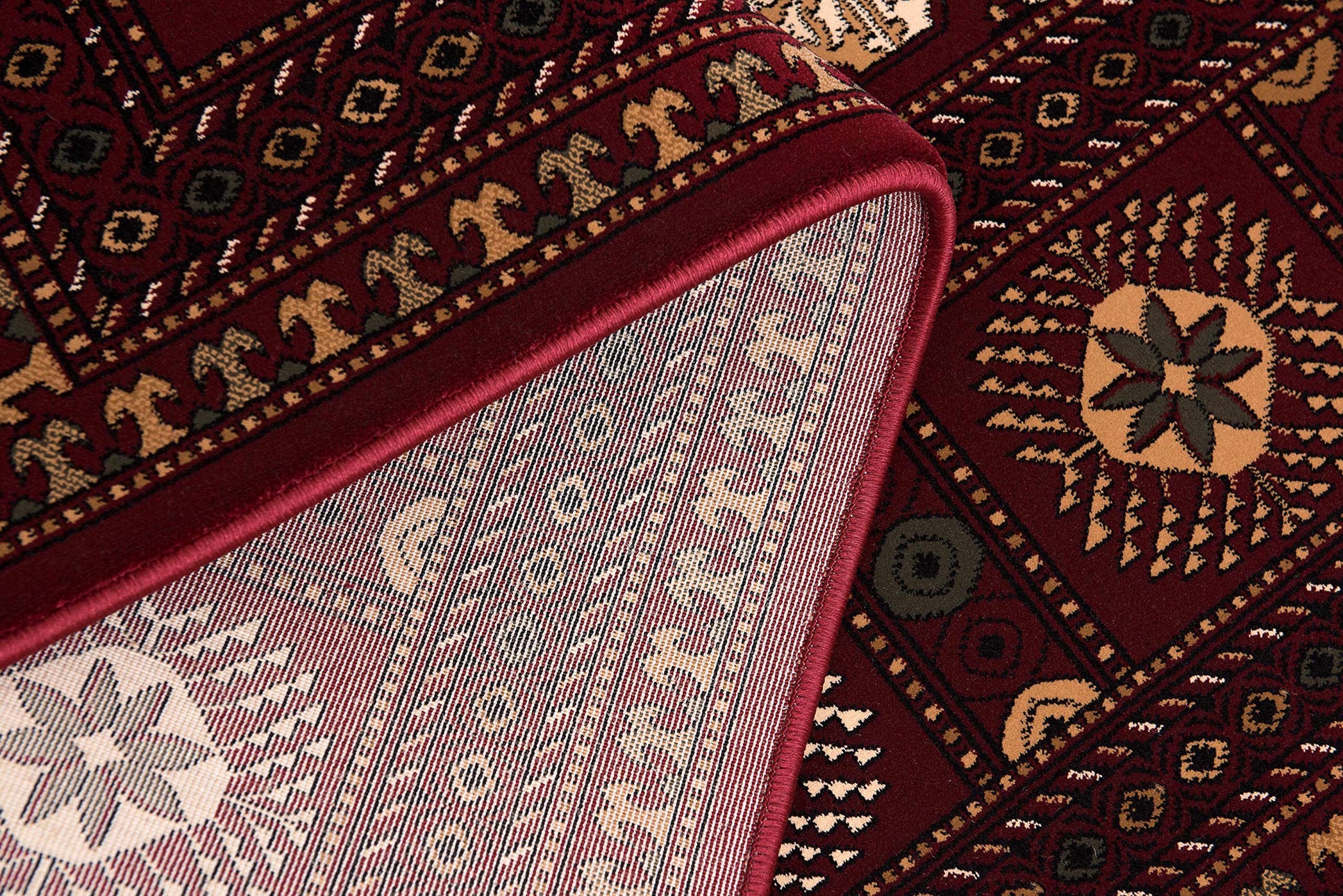RUG BRANCH Majestic Afghan Persian Chobi Red Beige Indoor Area Rug for Living Room, Bedroom, Dining Room, and Kitchen - 8' x 11' (Exact Size: 7'9" X 10'8")