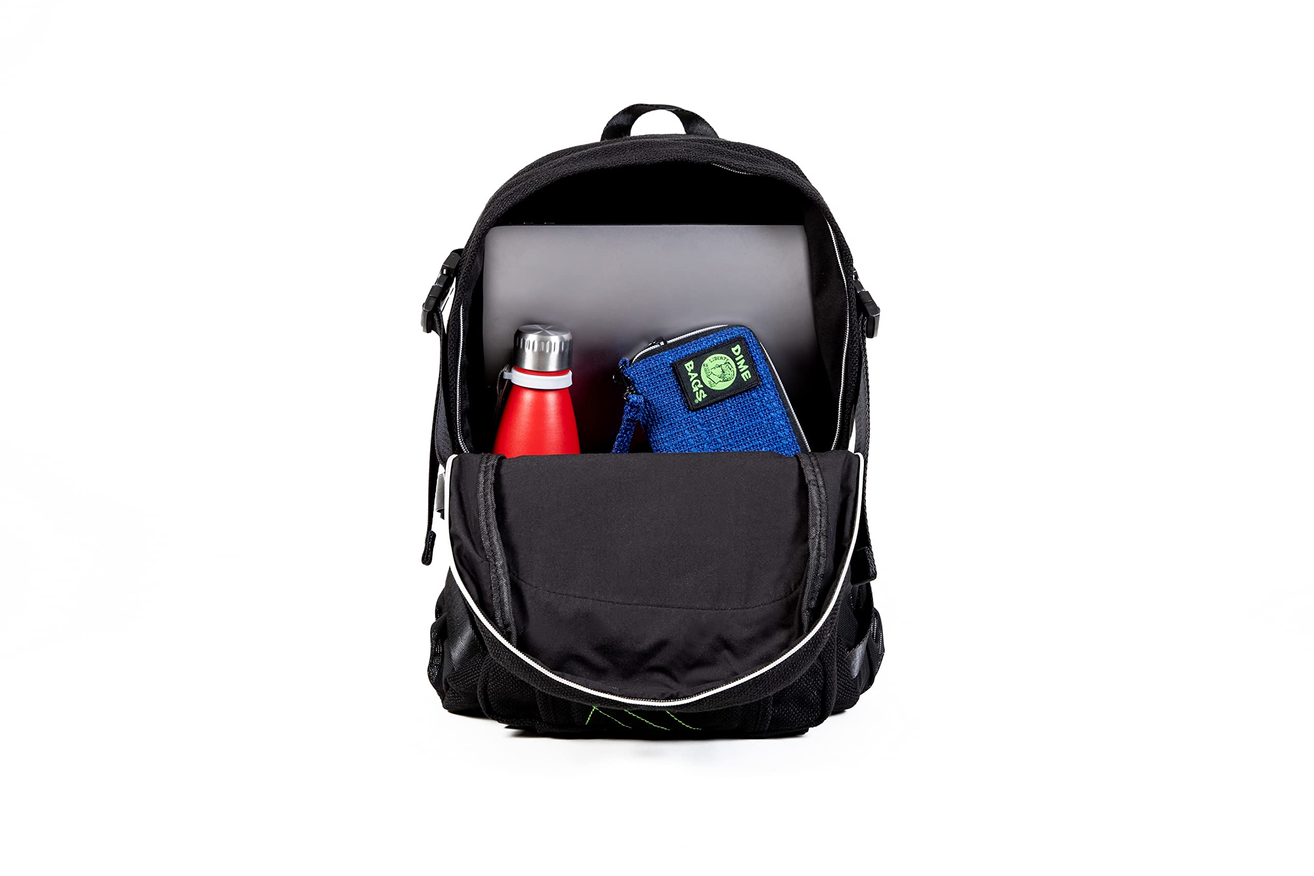 DIME BAGS Urban Hemp Backpack | Original Hemp Backpack for All Genders | Includes Secret Pocket & Removable Airtight Poly Bag (Black)