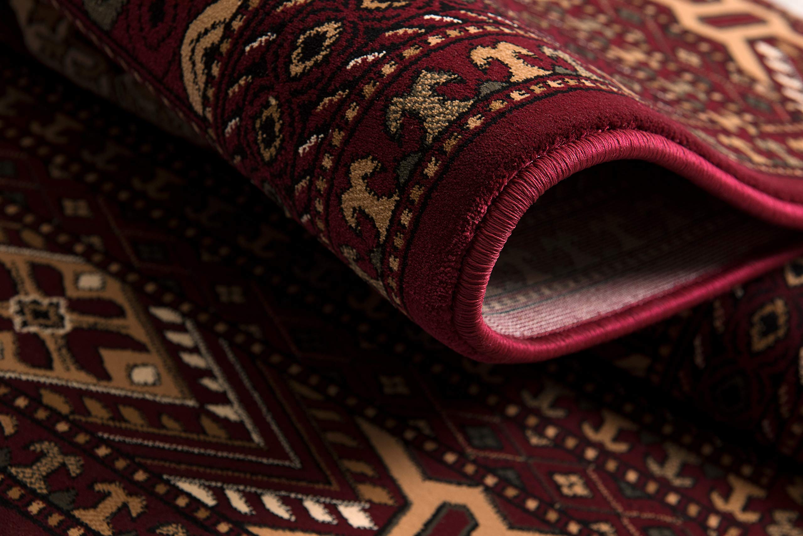 RUG BRANCH Majestic Afghan Persian Chobi Red Beige Indoor Area Rug for Living Room, Bedroom, Dining Room, and Kitchen - 8' x 11' (Exact Size: 7'9" X 10'8")