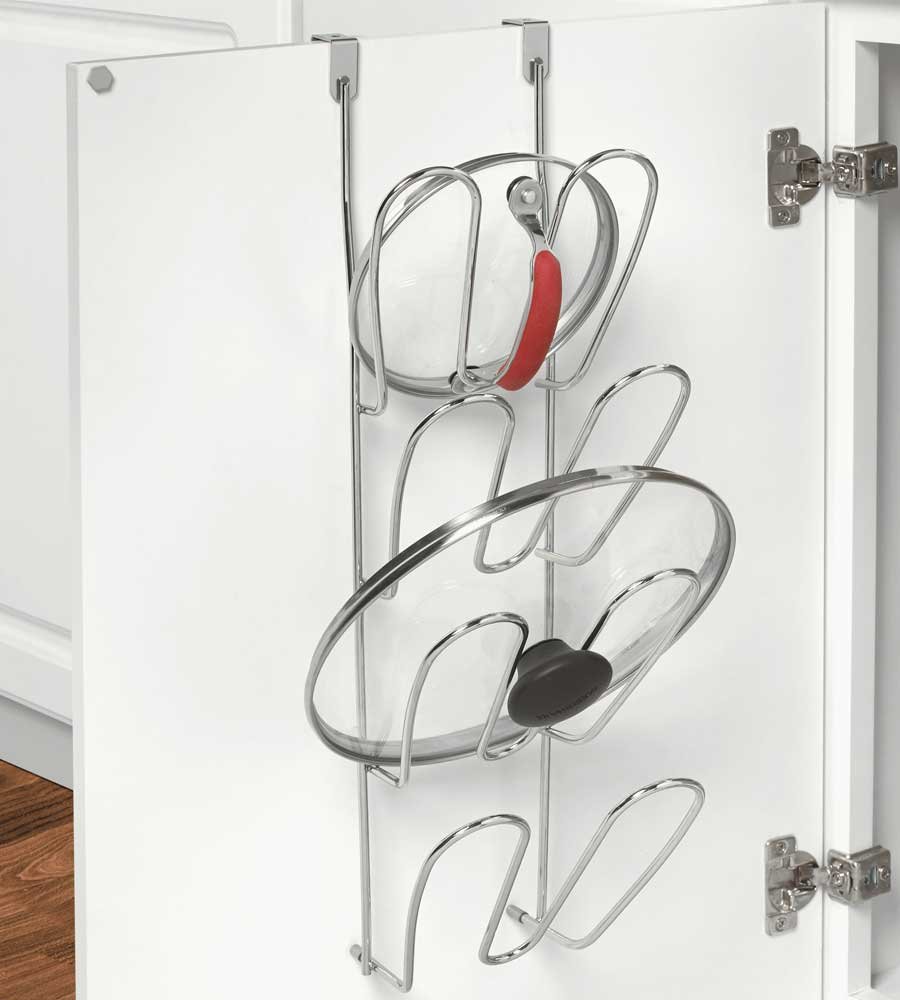 Spectrum Bloom Over the Cabinet Lid Organizer (Chrome) - Storage for Kitchen, Cabinet, Pantry, & Under Sink Organization