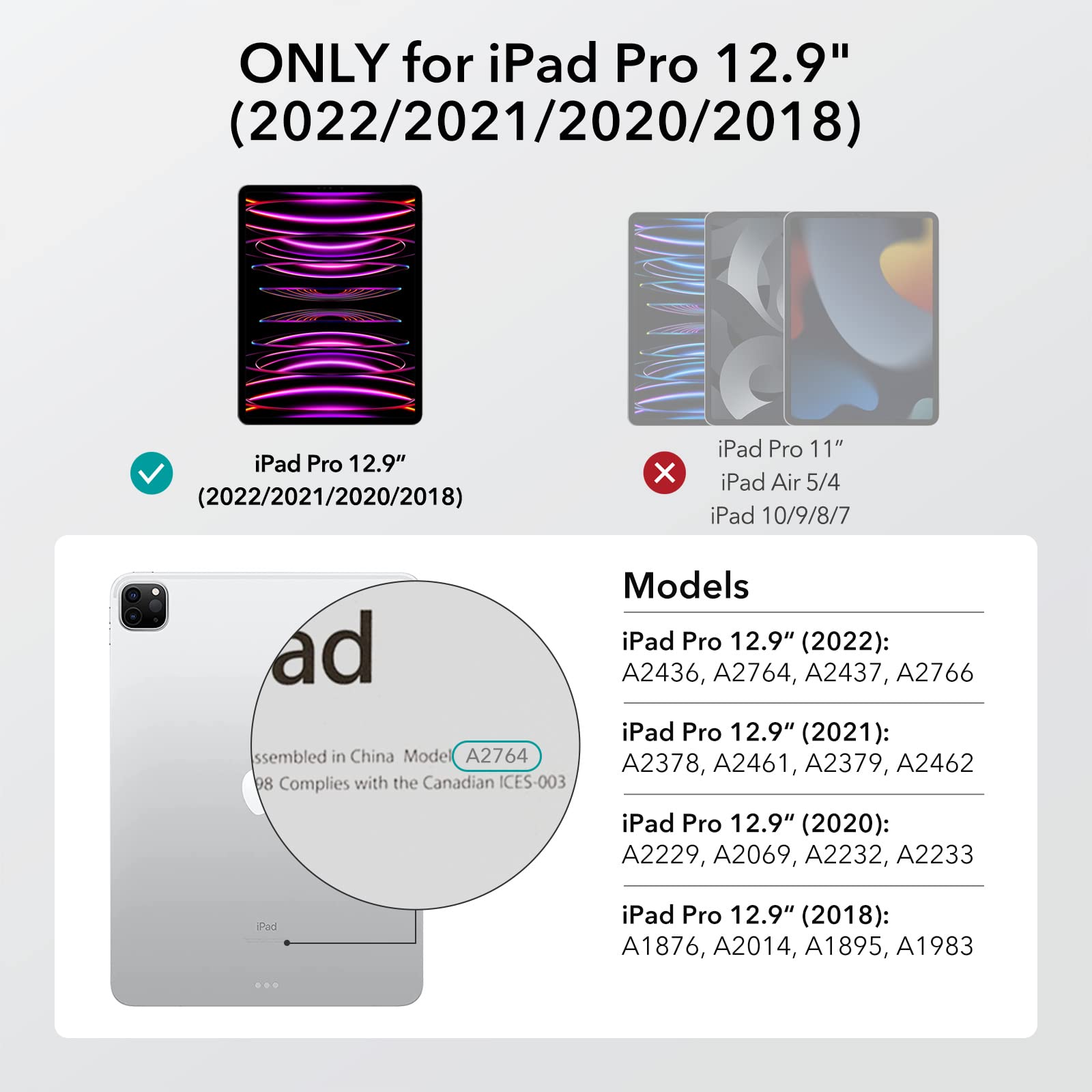 ESR 2 Pack Screen Protector for iPad Pro 12.9 (2022/2021/2020/2018, 6th/5th/4th/3rd Generation), Tempered-Glass Film with Alignment Frame, Anti-Scratch, Face ID & Apple Pencil Compatible, HD Clarity