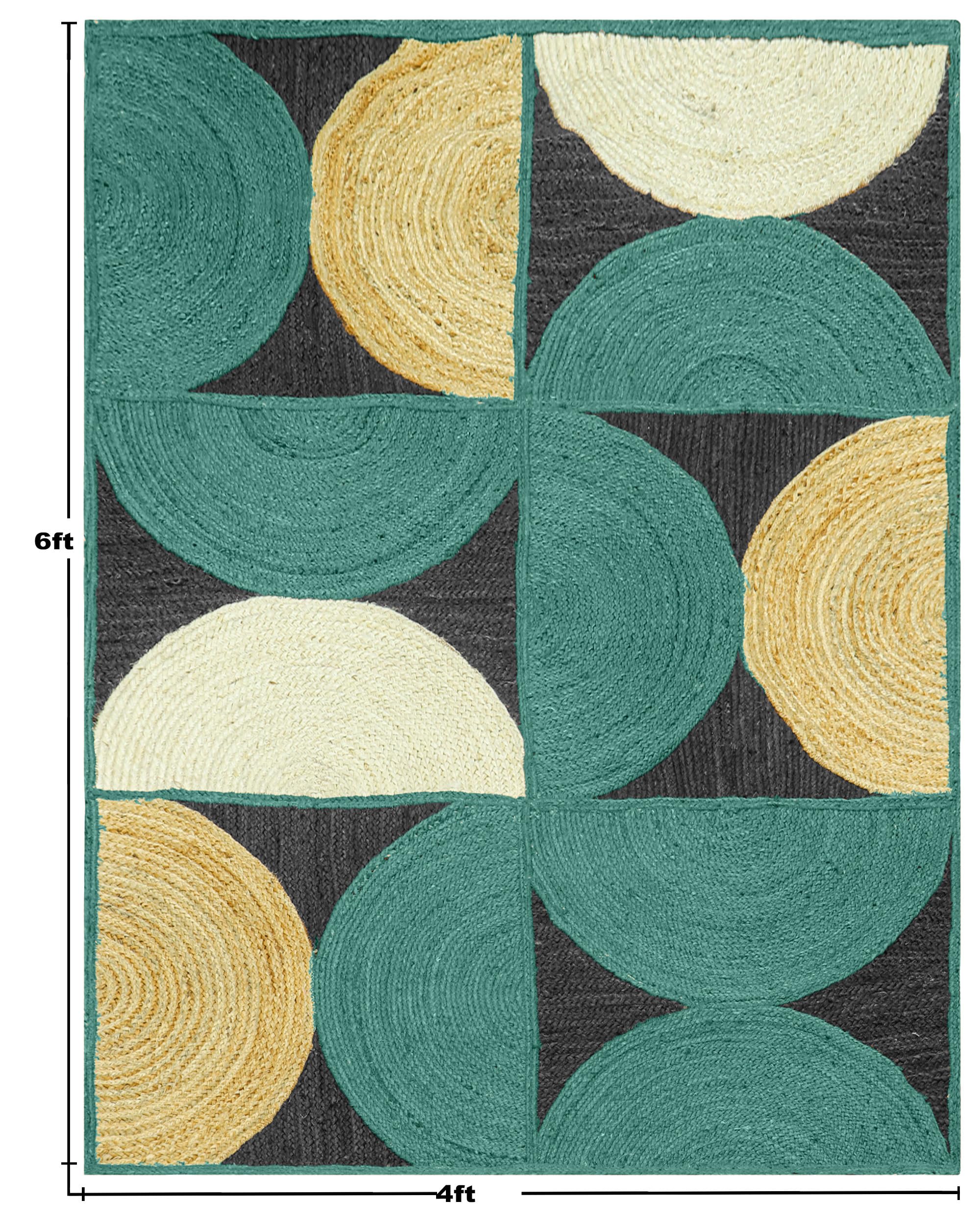 CASAVANI Rectangular - Area Rug 8x11 Black & Multi Pattern Braided Jute Rug Geometric Kilim Rug Indoor Outdoor Use Carpet Flatweave Rugs for Bedroom Dining Room Living Room