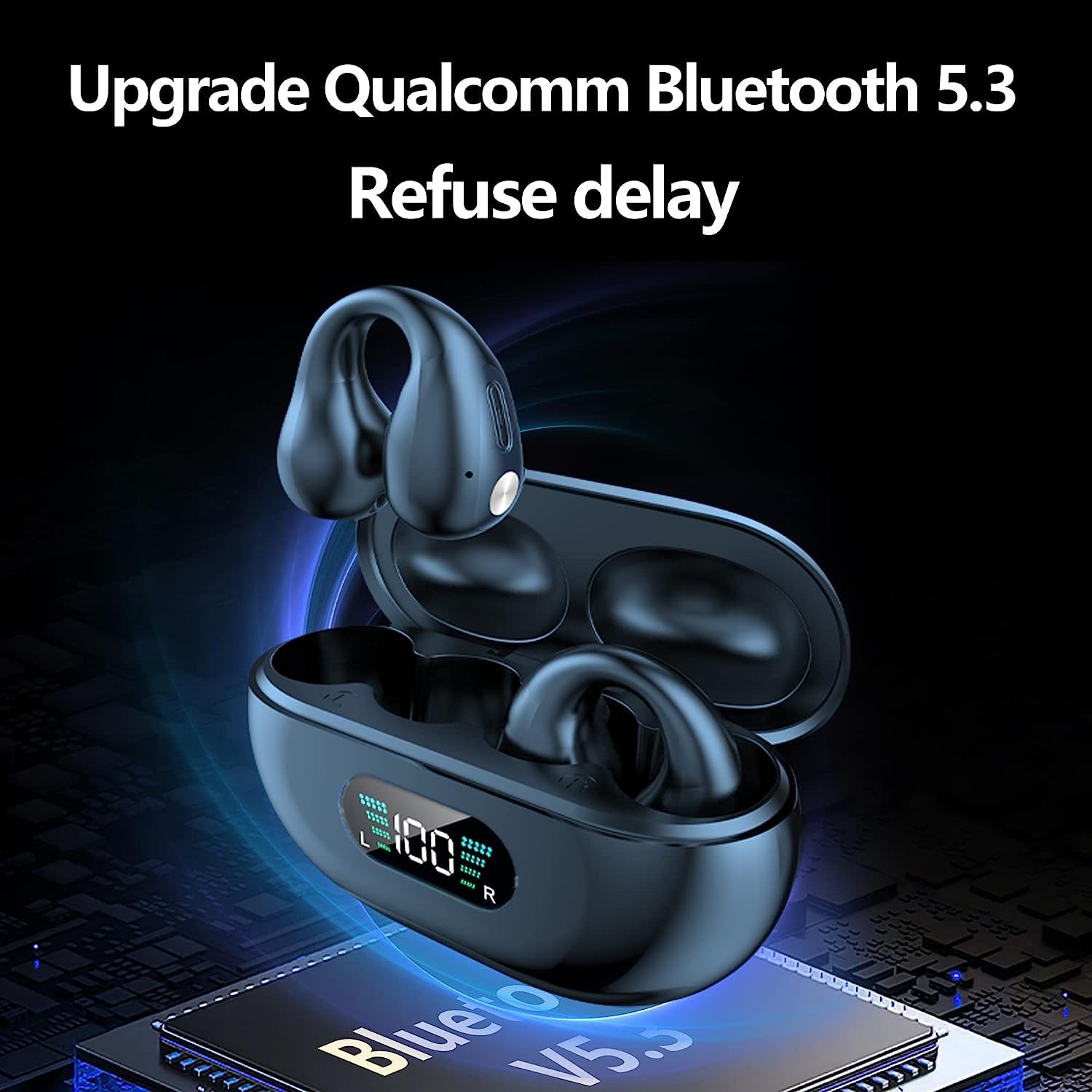 Hulaed Wireless Earbuds Mini Bone Conduction Headphones Waterproof Bluetooth Open Ear Earbuds Cycling Noise Canceling Sports Bluetooth 5.3 Ear Clip Earphones