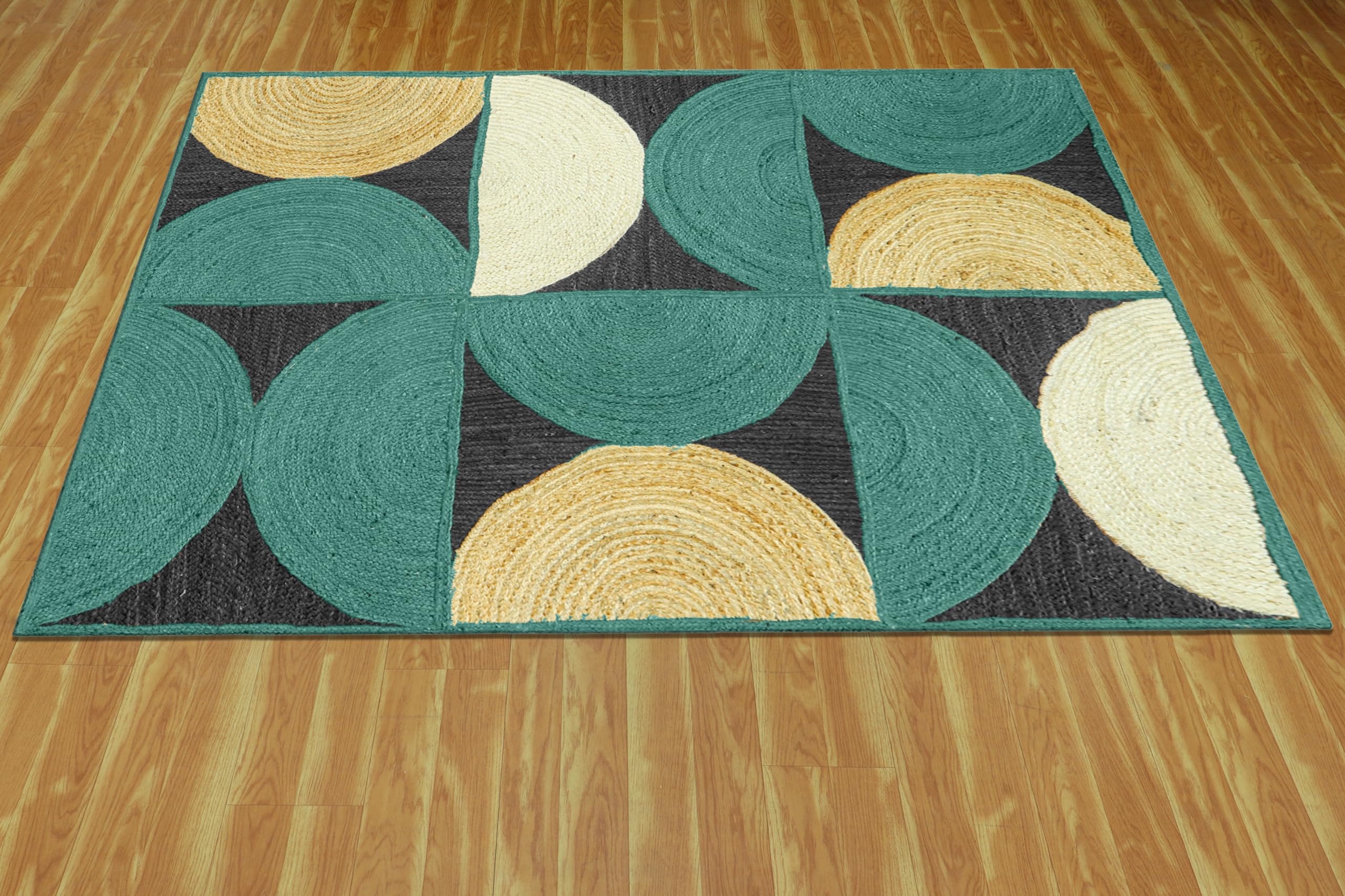 CASAVANI Rectangular - Area Rug 8x11 Black & Multi Pattern Braided Jute Rug Geometric Kilim Rug Indoor Outdoor Use Carpet Flatweave Rugs for Bedroom Dining Room Living Room