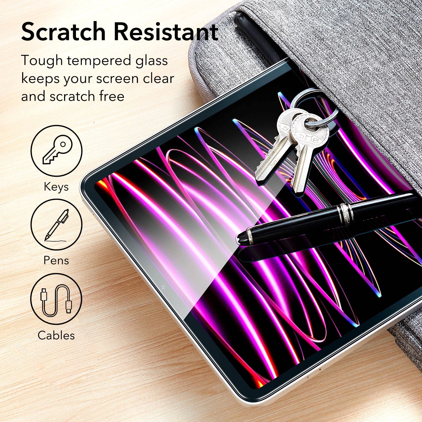 ESR 2 Pack Screen Protector for iPad Pro 12.9 (2022/2021/2020/2018, 6th/5th/4th/3rd Generation), Tempered-Glass Film with Alignment Frame, Anti-Scratch, Face ID & Apple Pencil Compatible, HD Clarity