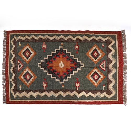 Handmade Jute Area Rug for Bedroom Living Room, Hallway Custom Size, Multicolor Boho Kilim Rug (10x14 feet)