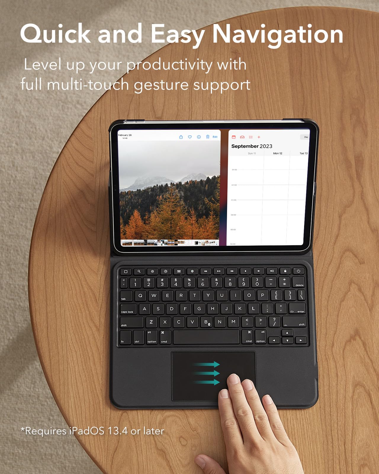 ESR Ascend Keyboard Case, iPad Case with Keyboard Compatible with iPad Pro 12.9 (2022/2021/2020/2018), Magnetic Detachable Case, Fully Adjustable Portrait/Landscape Stand, Black