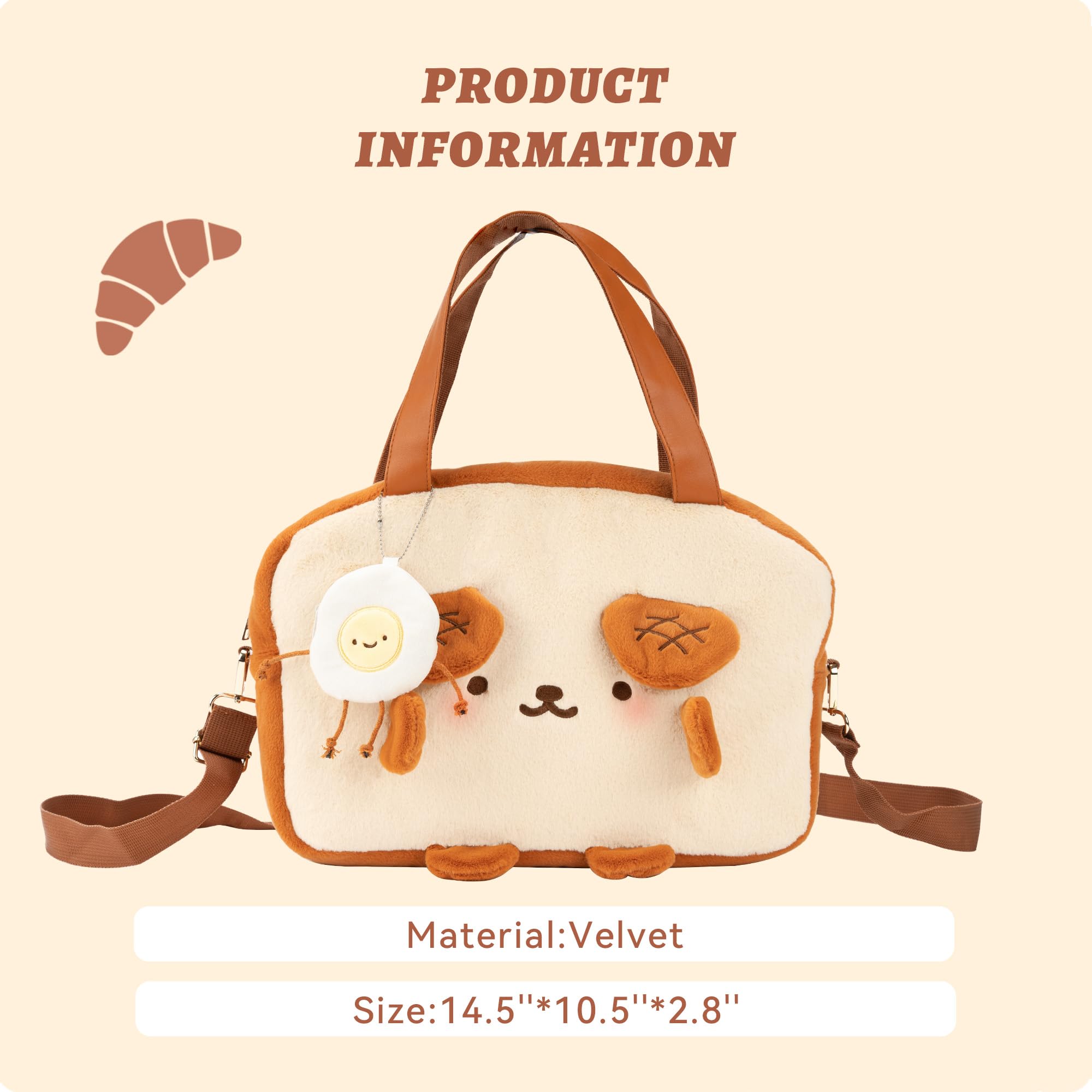 GeekShare Toast Plush Bag with A Shoulder Strap, Crossbody Tote Bag Compatible with Nintendo Switch/OLED and Other Accessories