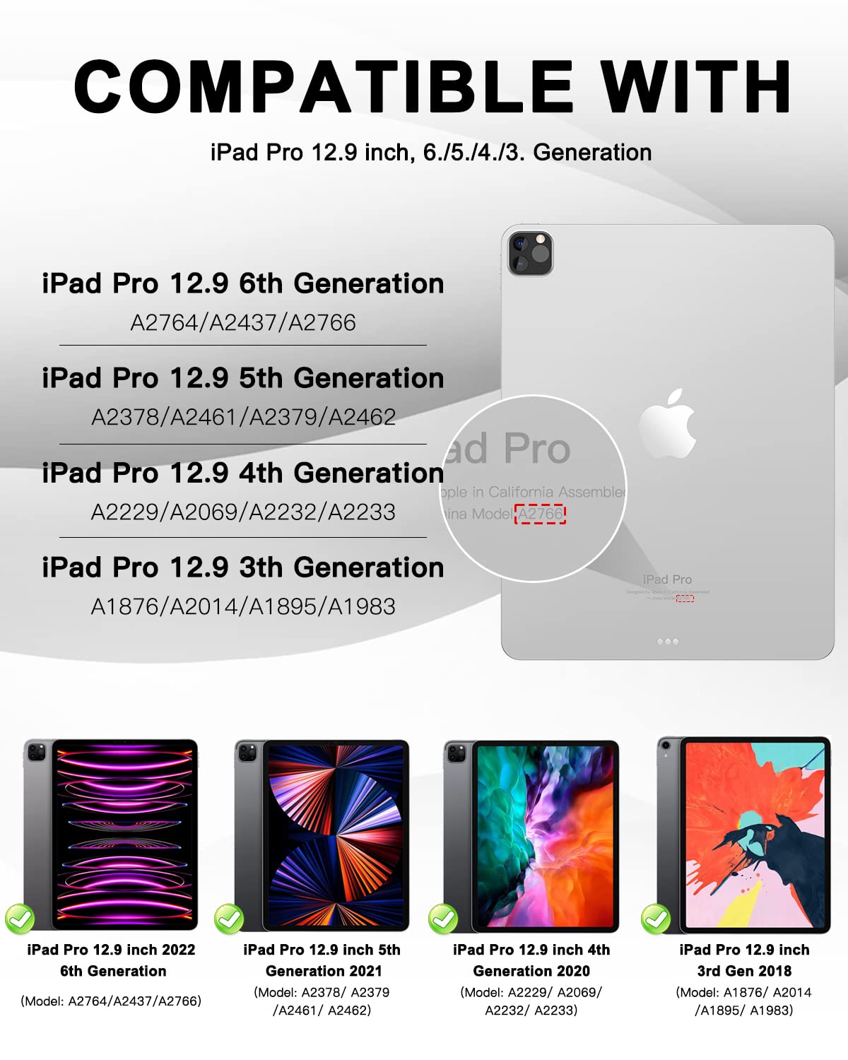 BRAECN for iPad Air 13 Inch Case M2 (2024), iPad Pro 12.9 (2022/2021, 6th/5th/4th/3rd Gen), Heavy Duty Shockproof Cover with Pencil Holder, Rotating Handle Grip, Stable Kickstand, Shoulder Strap, Navy