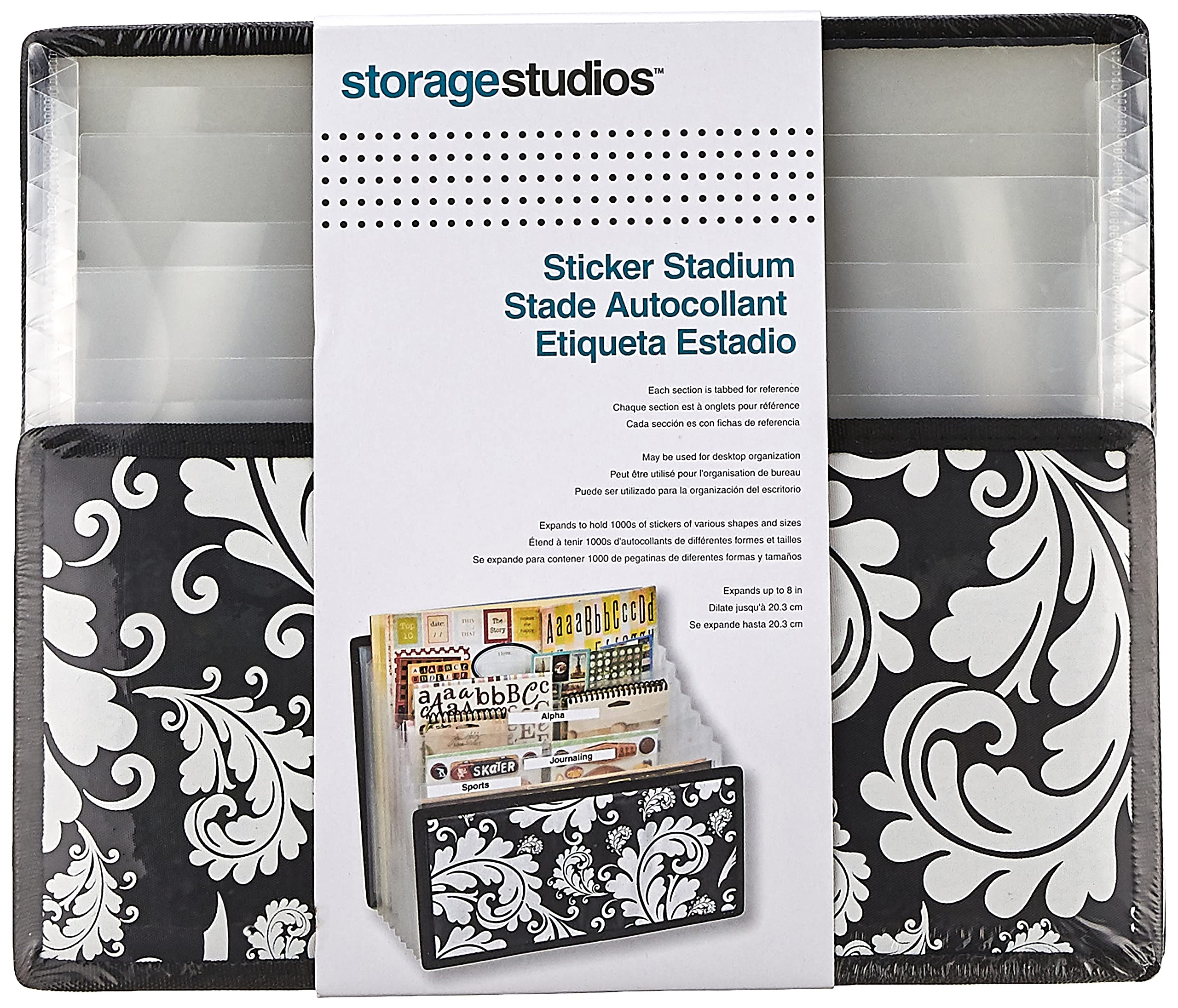 Storage Studios Projections Paper Holder with 10 Expandable Sections, 14.625 x 9 x 14.25 Inches, Black and White (CH92650)